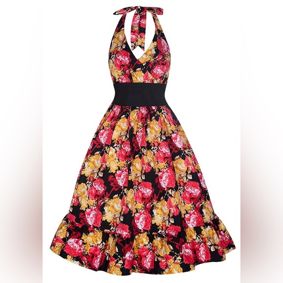 Lindy Bop | Dresses | Lindy Bop Retro Pinup Dress Dominique Halter S ...